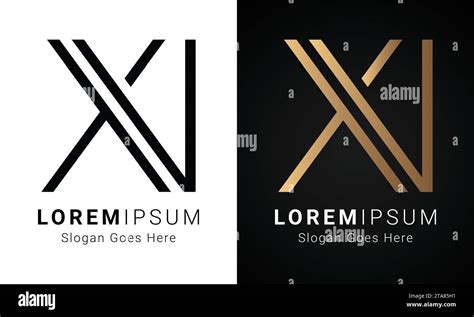 Luxury Initial XN Or NX Monogram Text Letter Logo Design Stock Vector
