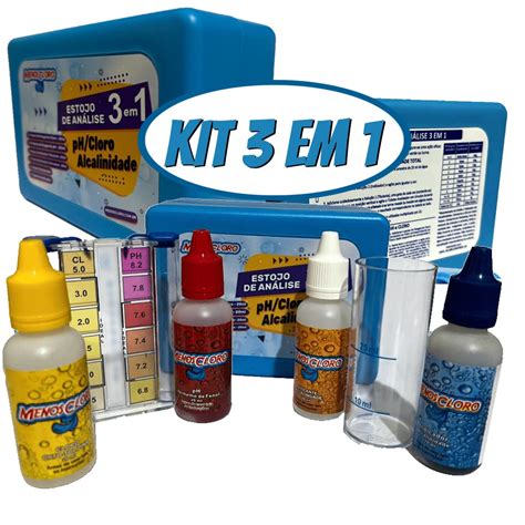Kit Estojo Teste Medidor De Cloro E Ph e Alcalinidade Água De Piscina