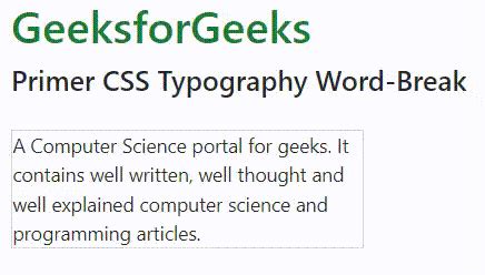 Primer CSS Typography Word Break GeeksforGeeks