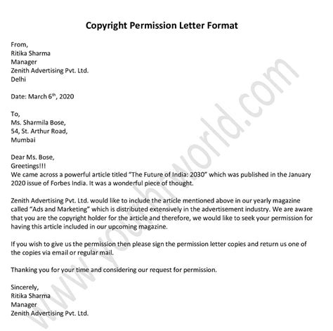 Permission Letter Format