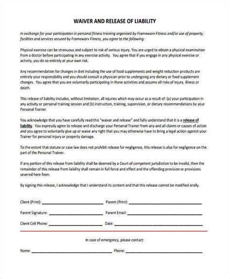 FREE 15 Liability Waiver Form Samples PDF MS Word Google Docs