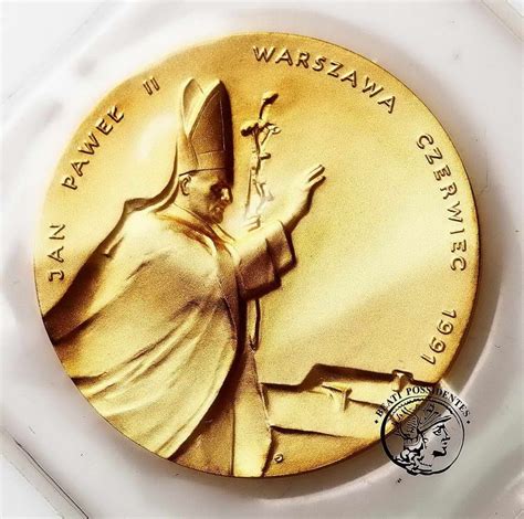 Medal 1991 Jan Paweł II złoto st 1 archiwum niemczyk pl