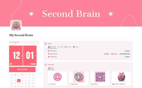 Aesthetic Pink Second Brain Template Notion Marketplace