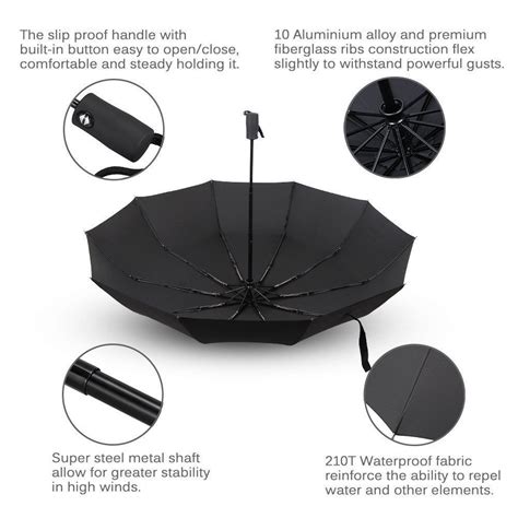 New Outdoor 10 Ribs Fully Automatic Folding Umbrella Auto Open Close