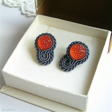 Orange z Szarością Kolczyki Sutasz Samantha ღ art Madam pl