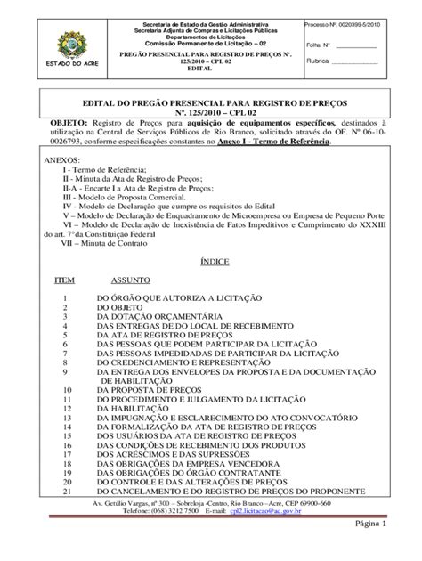 Preench Vel Dispon Vel Cpl Objeto Registro De Preos Para Aquisio De