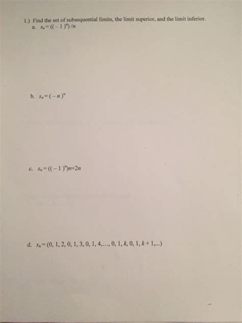 solved find the set of subsequential limits the limit