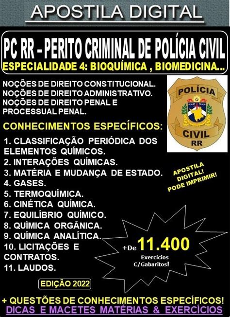 Apostila PC RR PERITO CRIMINAL de POLÍCIA CIVIL Especialiade 4