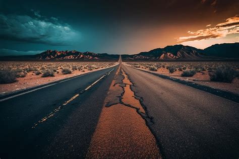 Una Carretera Desierta Que Se Extiende En La Distancia Que Representa