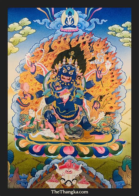 Wrathful Deity 6 Arms Mahakala Thangka Painting Buddhist Decor