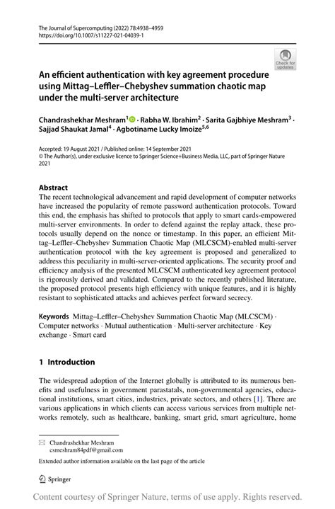 an efficient authentication with key agreement procedure using mittag leffler chebyshev