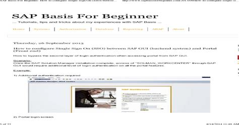 pdf sap basis for beginner how to configure single sign on sso between sap gui backend
