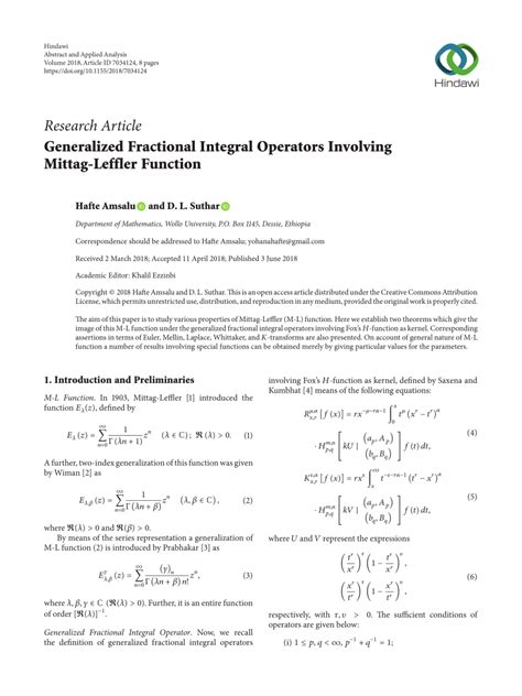 pdf generalized fractional integral operators involving mittag leffler function