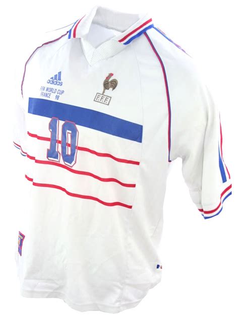 Adidas Frankreich Trikot 10 Zinedine Zidane WM 1998 Weiß Away Herren S