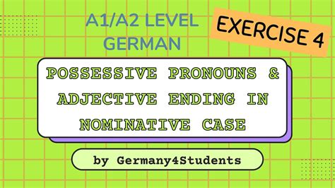 German Language Exercise A A Level Possessive Pronouns And