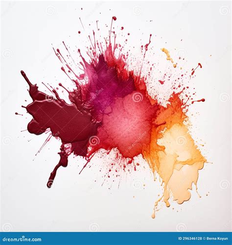 Colorful Watercolor Abstracts With Ink Spots On White Stock