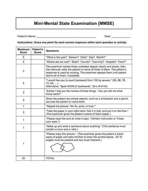 mmse practical mini mental state examination mmse patient s name date instructions