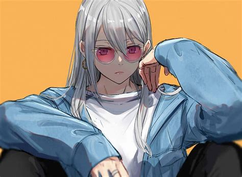 Hd Wallpaper Anime Anime Girls Glasses Earring Rings Jacket Blonde Wallpaper Flare