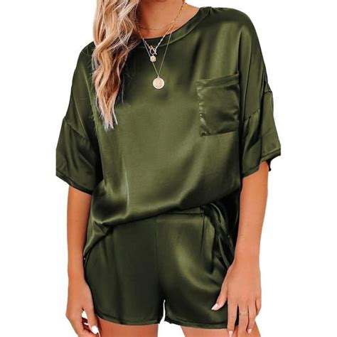 Ensemble de Pyjama Femme à Manches Courtes Pyjamas pour Femme en Satin