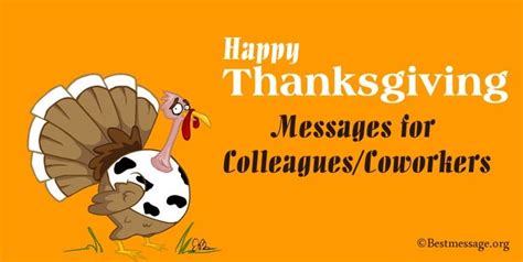 Happy Thanksgiving Messages For Colleagues And Coworkers With A Cartoon
