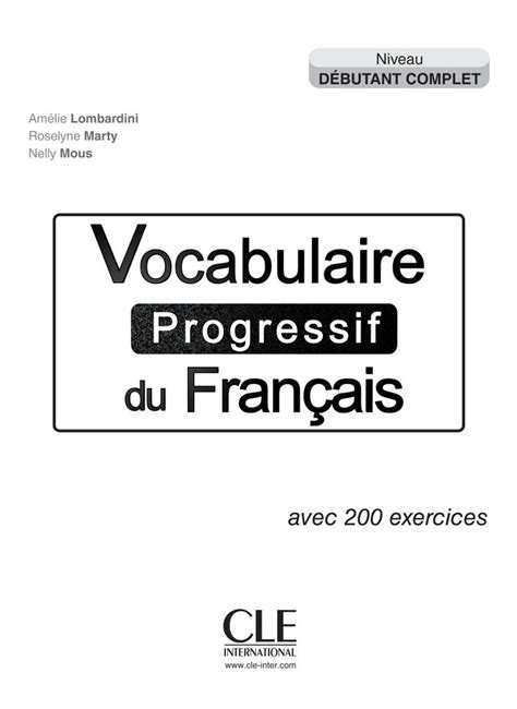 Extrait Vocabulaire progressif du français 2e édition Niveau