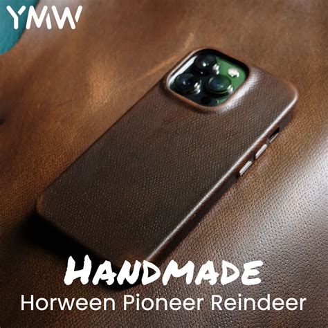 YMW Horween Funda De Cuero Genuino Hecha A Mano Para IPhone 14 Pro Max