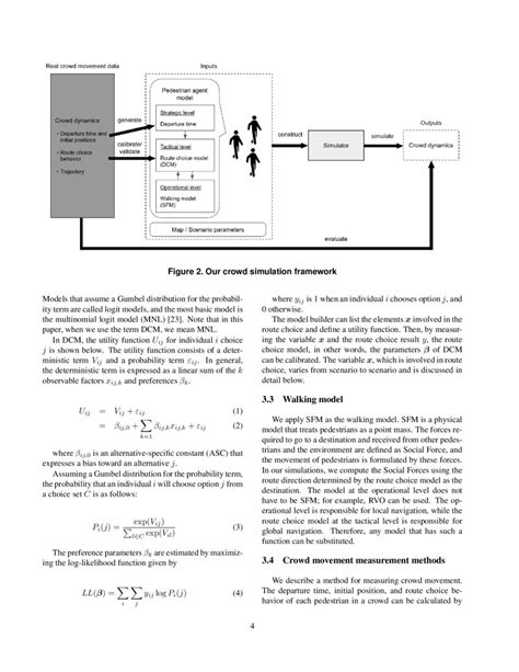 crowd simulation incorporating a route choice model and similarity evaluation using real large