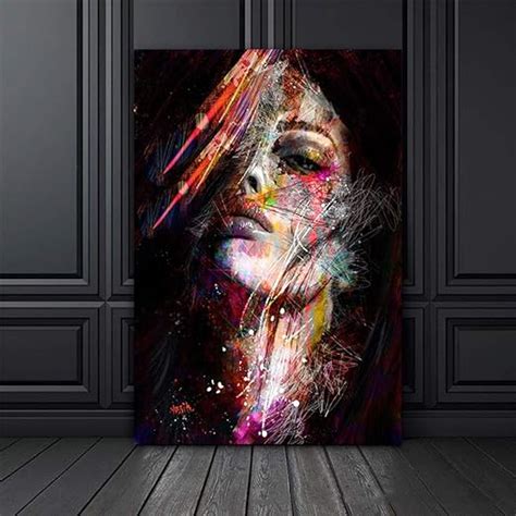 Kstore Toile Impression Tableaux Color Abstraite Femme Portrait