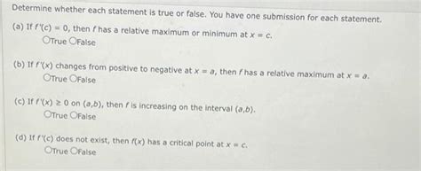 Solved Determine Whether Each Statement Is True Or False Chegg