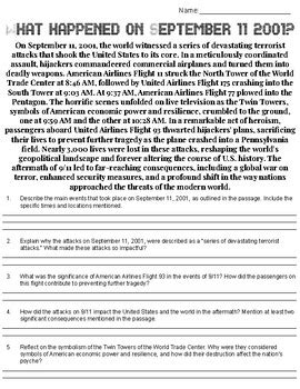 Stories From 9 11 Worksheet By Cody McCreedy TPT