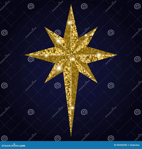 Estrella De Oro De La Navidad De Belén En El Fondo Blanco Ilustración