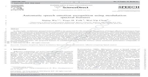 automatic speech emotion recognition using modulation · 1 2 automatic speech emotion