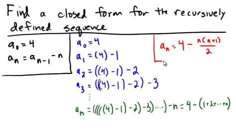 closed form from a recursive definition youtube