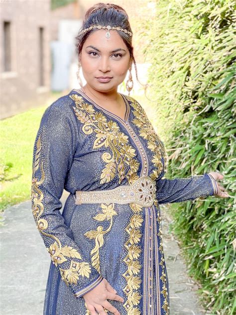 Caftan Grande Taille Bleu Robe Oriental Chic Caftan Robe Dubai Takc