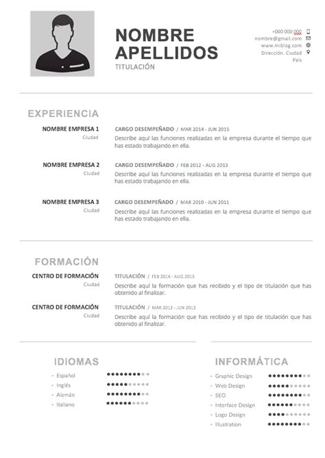 Plantillas De Curriculum Vitae Para Rellenar Gratis Plantillas De