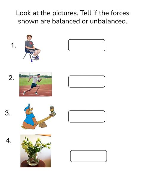 Physical Science Balanced And Unbalanced Forces Worksheet