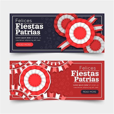 Free Vector Flat Fiestas Patrias De Peru Banners Set