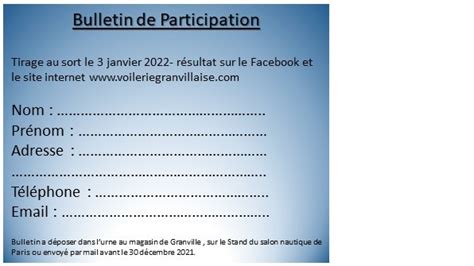 Jeu concours anniversaire du 01 au 30 décembre 2021 Voilerie Granvillaise