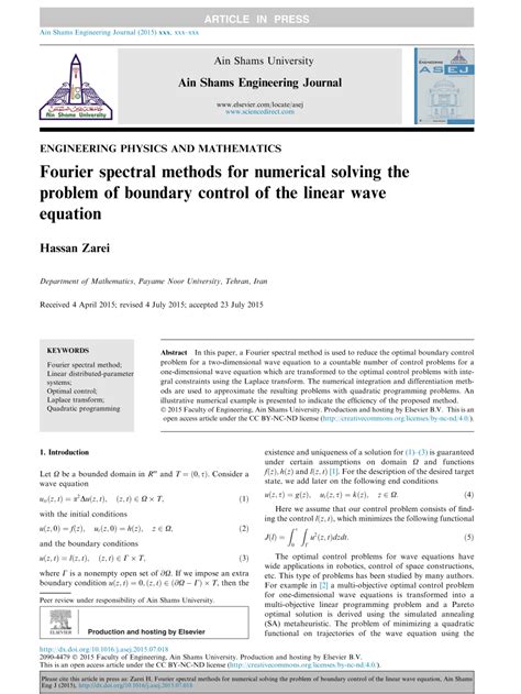 pdf fourier spectral methods for numerical solving the problem of boundary control of the