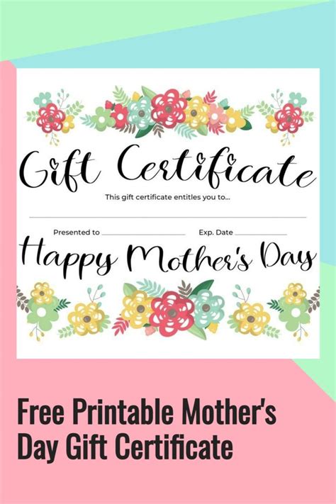 Free Printable Mother S Day Gift Certificate My Home Based Life In