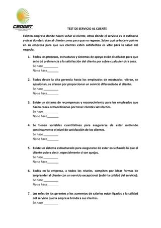 Test Del Servicio Al Cliente PDF