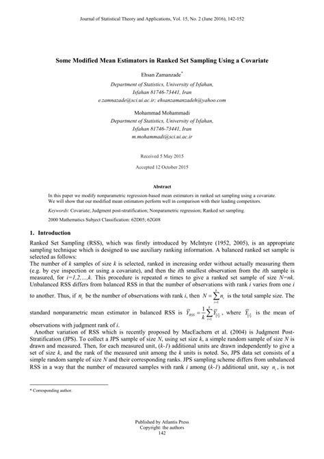 pdf some modified mean estimators in ranked set sampling using a covariate