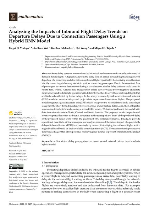 pdf analyzing the impacts of inbound flight delay trends on departure delays due to connection