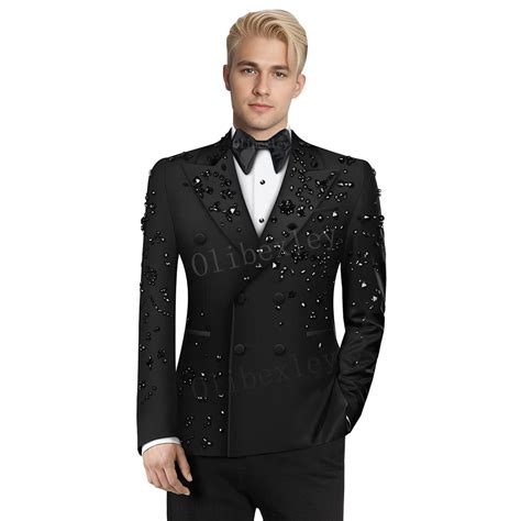 Ol Bexley Luxo Dos Homens Double Breasted Terno De Neg Cios Cal As
