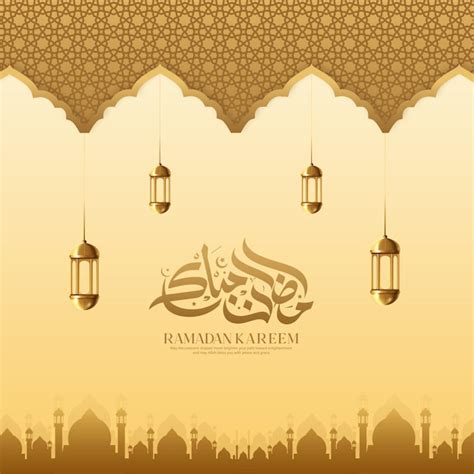 Fundo de saudação islâmica ramadan kareem lua crescente dourada e fundo