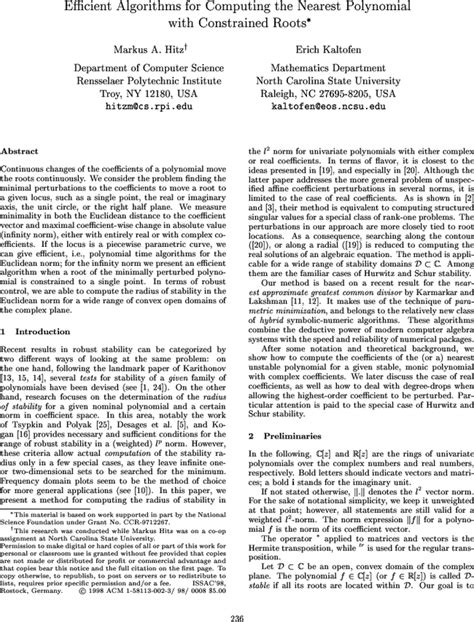 efficient algorithms for computing the nearest polynomial with constrained roots proceedings
