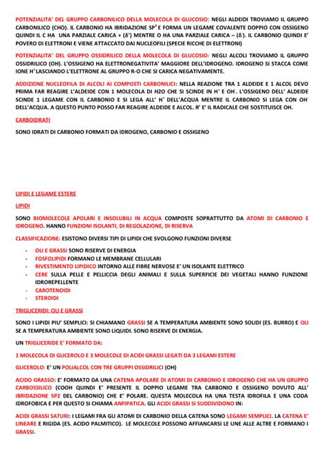 Riassunto Biomolecole Studentehub