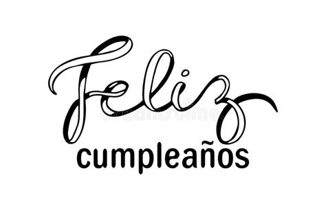 Feliz Cumpleanos Happy Birthday In Spanish Language Handdrawing
