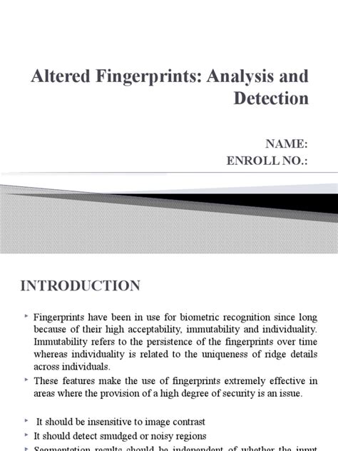 altered fingerprint detection an analysis of fingerprint alteration detection through