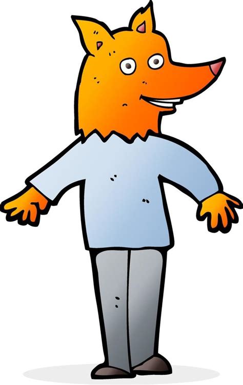 Homem Raposa Feliz Dos Desenhos Animados 12299556 Vetor No Vecteezy